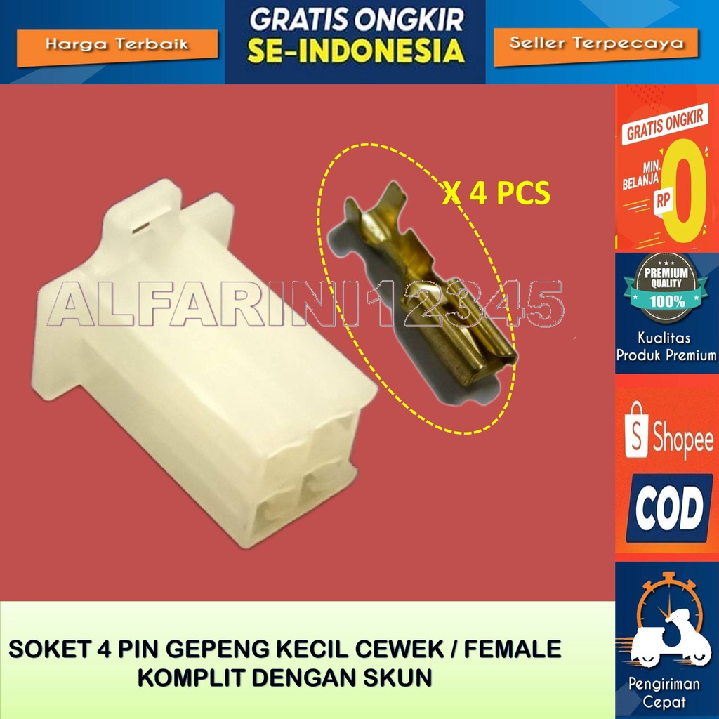 Jual Soket Kabel Gepeng 4 Pin kecil Cewek Female Original Komplit ...
