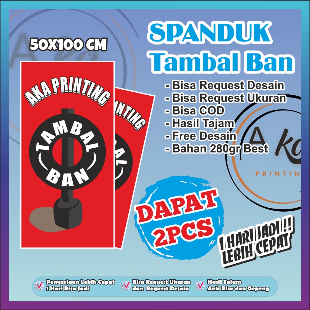 Jual AKA PINTING/CETAK SPANDUK 2PCS/BANNER TAMBAL BAN/BISA REQUEST ...