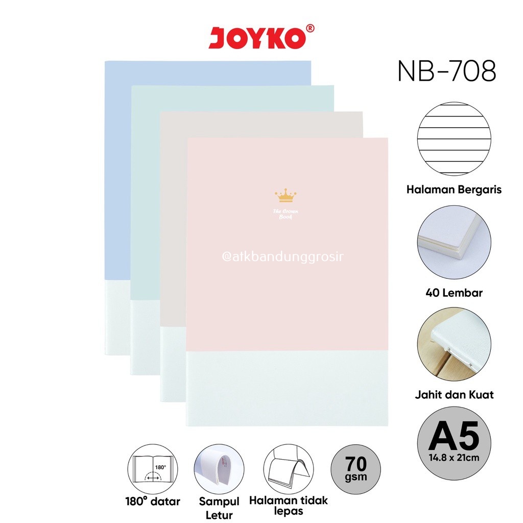 Jual Notebook A5 Joyko NB-708 Crown Book Buku Tulis Catatan Bergaris ...
