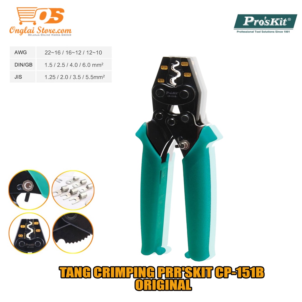 Jual Tang Skun Crimping Tool Proskit CP-151B Ratchet Insulated Terminal ...