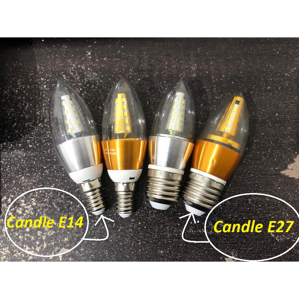 Jual Lampu Candle Led Bohlam lampu lilin gantung Smd 5 Watt E14 Dan E27 Putih Kuning Terang ...