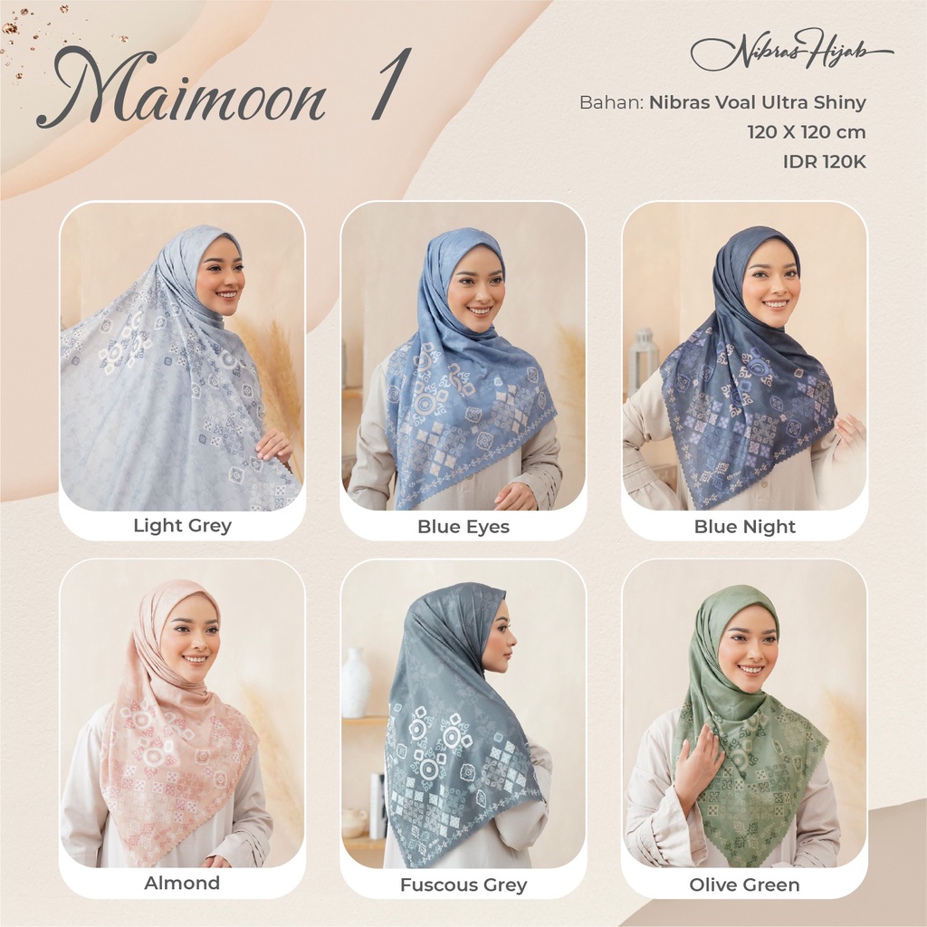Jual Nibras Hijab Maimoon 1 Bahan Voal Ultra Shiny Jilbab Motif Segi ...