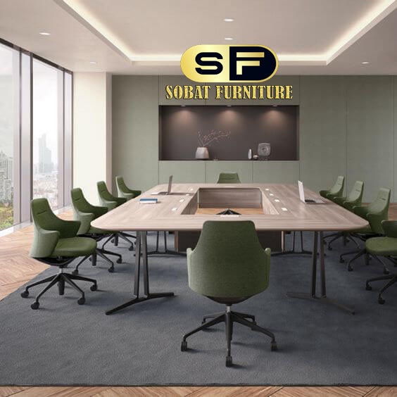 Jual Meja Rapat Persegi Panjang Kaki Besi Minimalis Kayu Jati Simpel ...