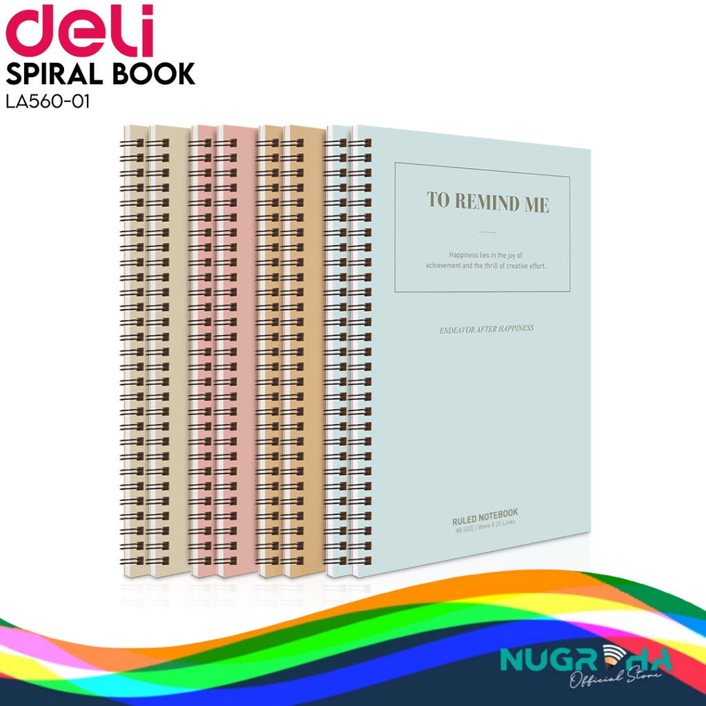 Jual Deli Buku Teks Dengan Ujung Bentuk Spiral A5 60 Halaman LA560-01 ...
