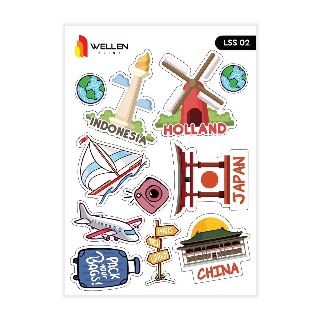 Jual WELLEN PRINT - Sticker Set Koper / Print Sticker Koper Travel ...