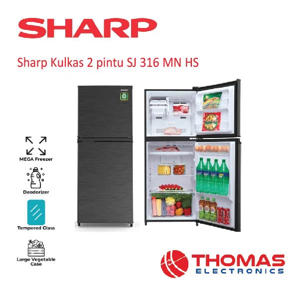 Jual Sharp Kulkas 2 Pintu SJ 316 MN HS Low Watt SJ316MNHS GARANSI RESMI ...