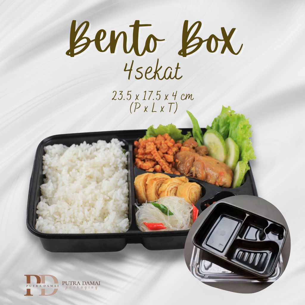 Jual MIKA BENTO 4 SEKAT TEBAL HITAM Mika Bento 4 Sekat / Box Bento ...