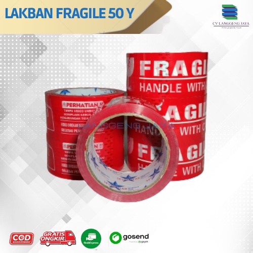 Jual Lakban Fragile Merah Putih 50 YARD x 45 MM | Shopee Indonesia