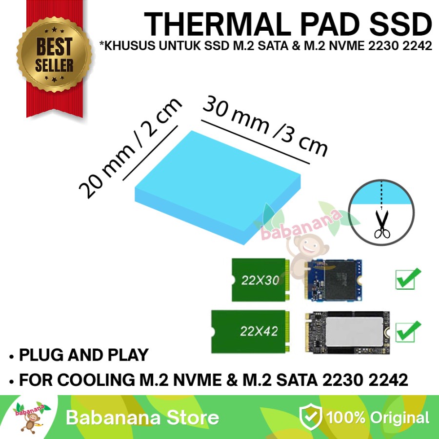 Jual THERMAL PAD SSD M.2 NVME & M.2 SATA 30 x 20MM COOLER COOLING ...