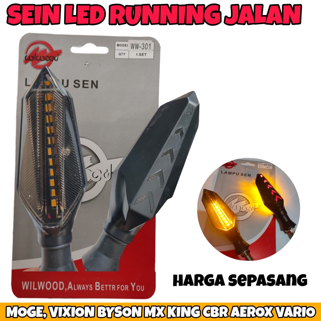 Jual Lampu Sen LED Motor DRL 2 Warna Sen Running Jalan Moge Vixion Byson MX King CBR Aerox Vario ...