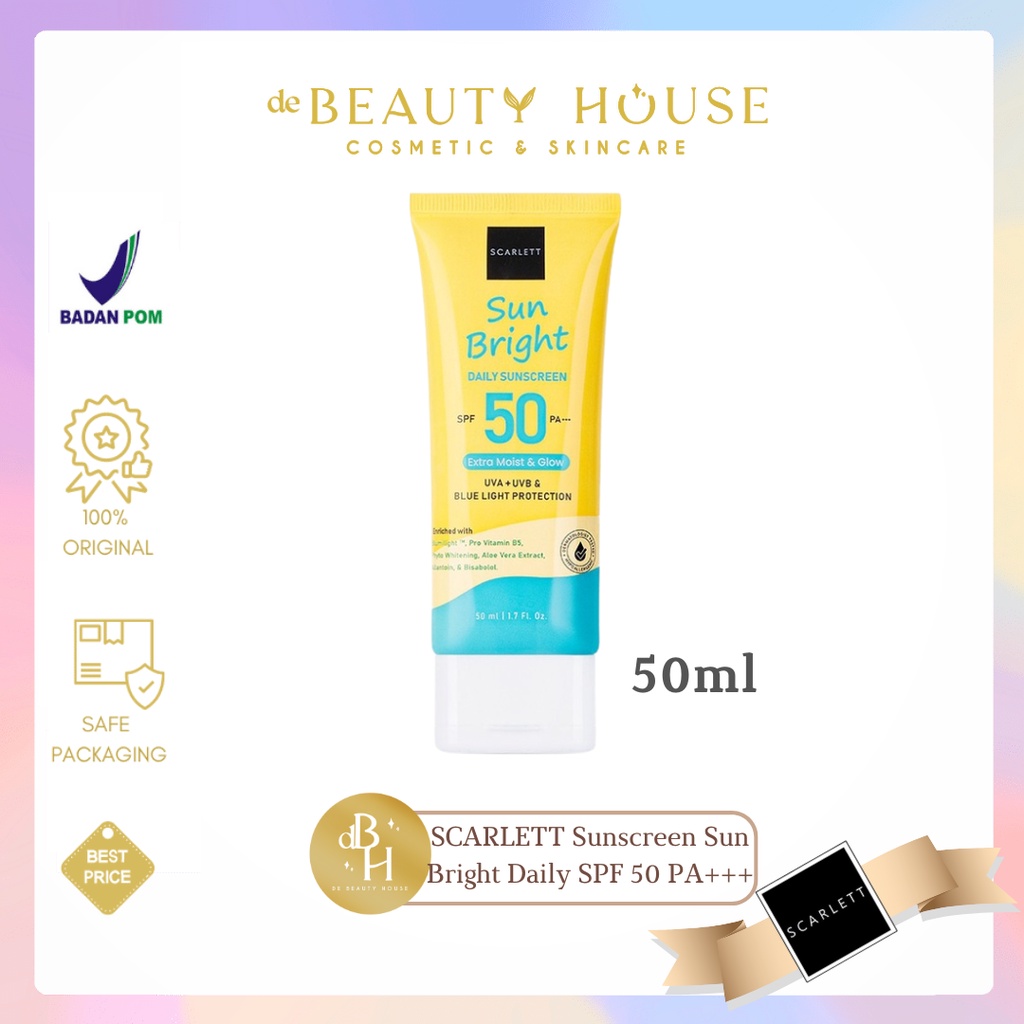 Jual SCARLETT Sunscreen Sun Bright Daily SPF 50 PA+++50ml | Shopee Indonesia