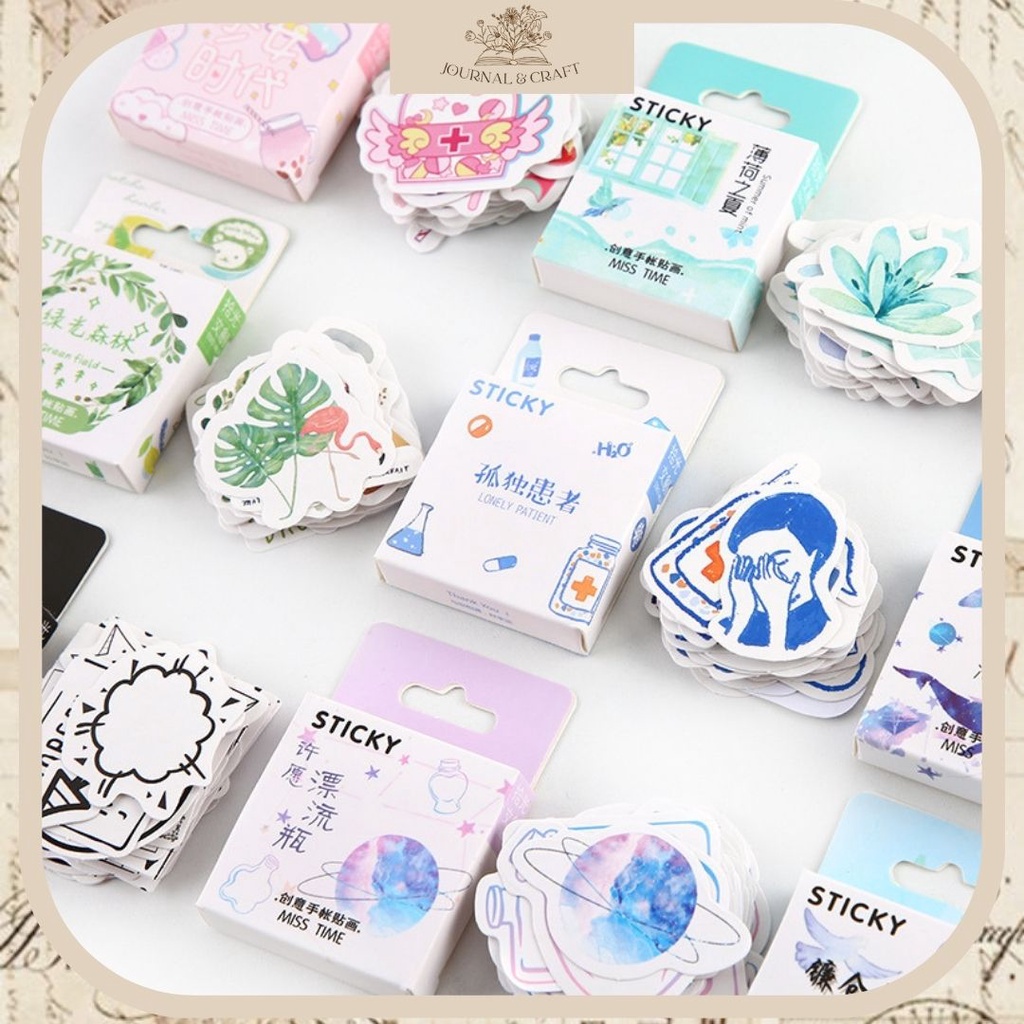 Jual 46PCS Stiker daily pastel aesthetic sticker deco pink blue tosca ...
