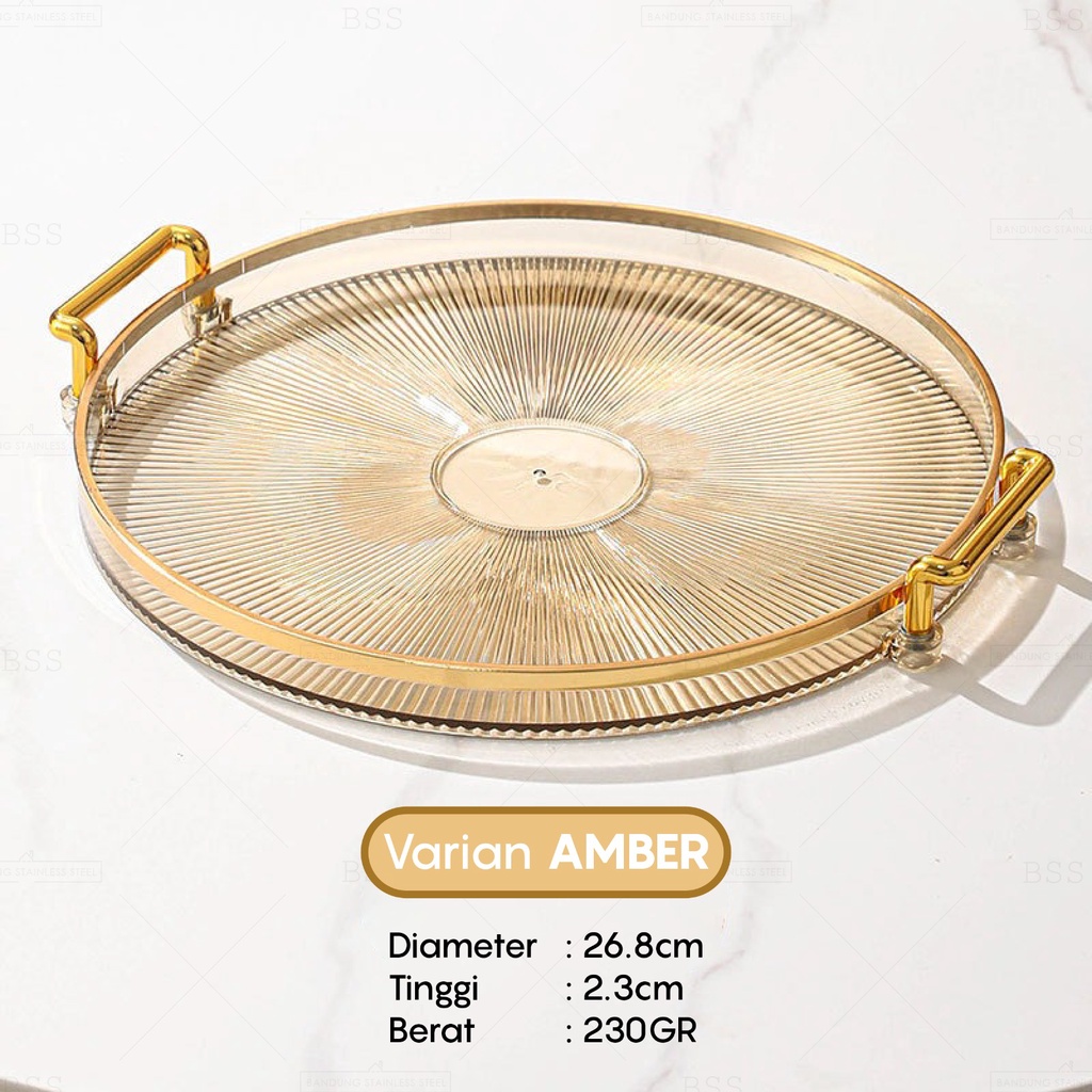 Jual Nampan Aesthetic Plastik Bulat Baki Transparan Wadah Perhiasan ...