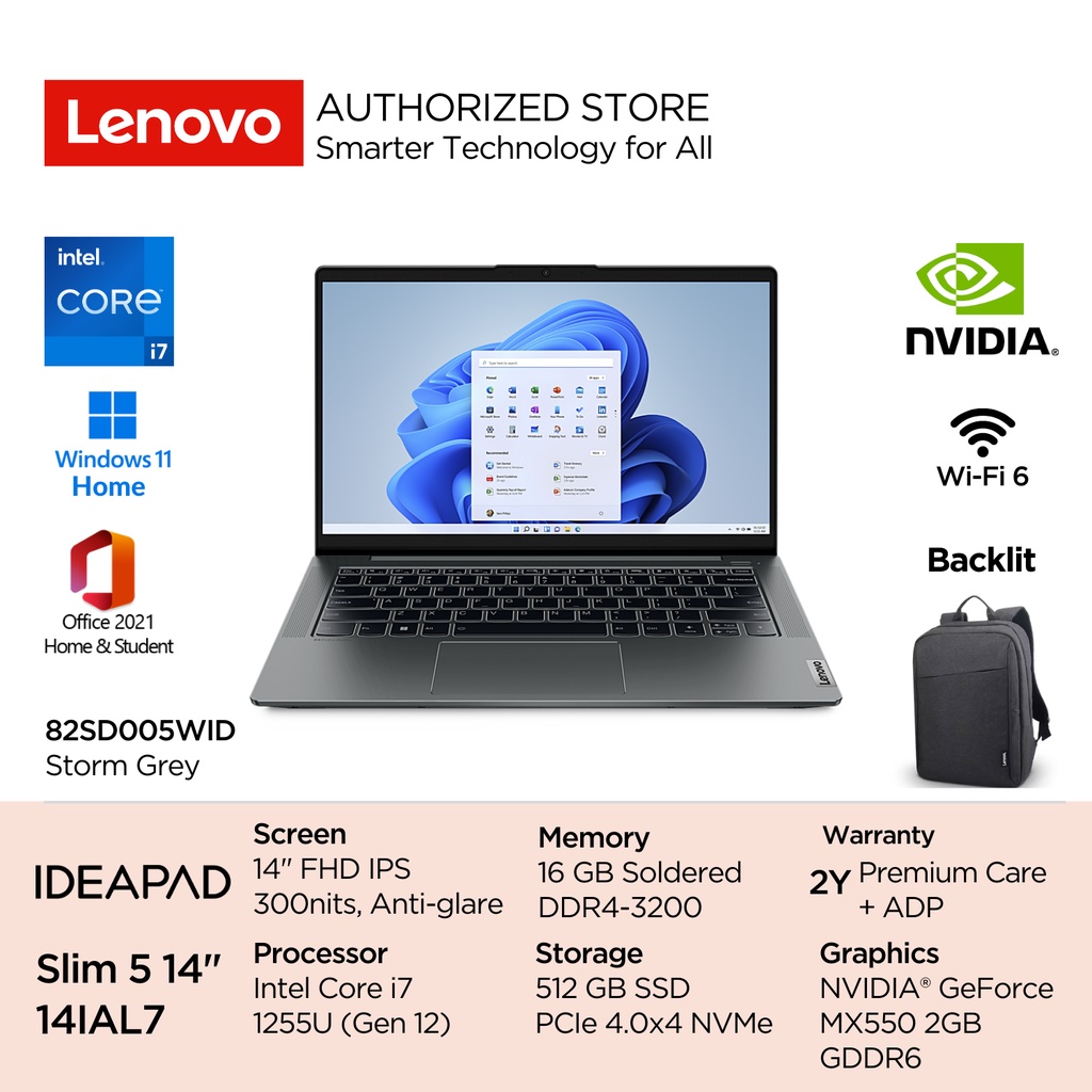Jual Lenovo IdeaPad Slim 5i 14IAL7 Intel Core i7 1255U Win11 16GB 512GB ...
