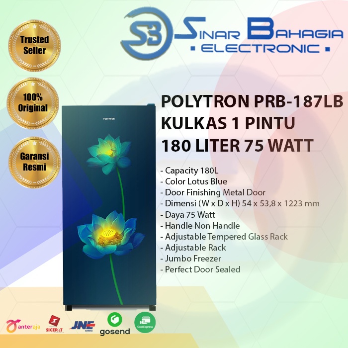 Jual POLYTRON PRB-187LB KULKAS 1 PINTU 180 LITER 75 WATT (NEW) (KHUSUS ...