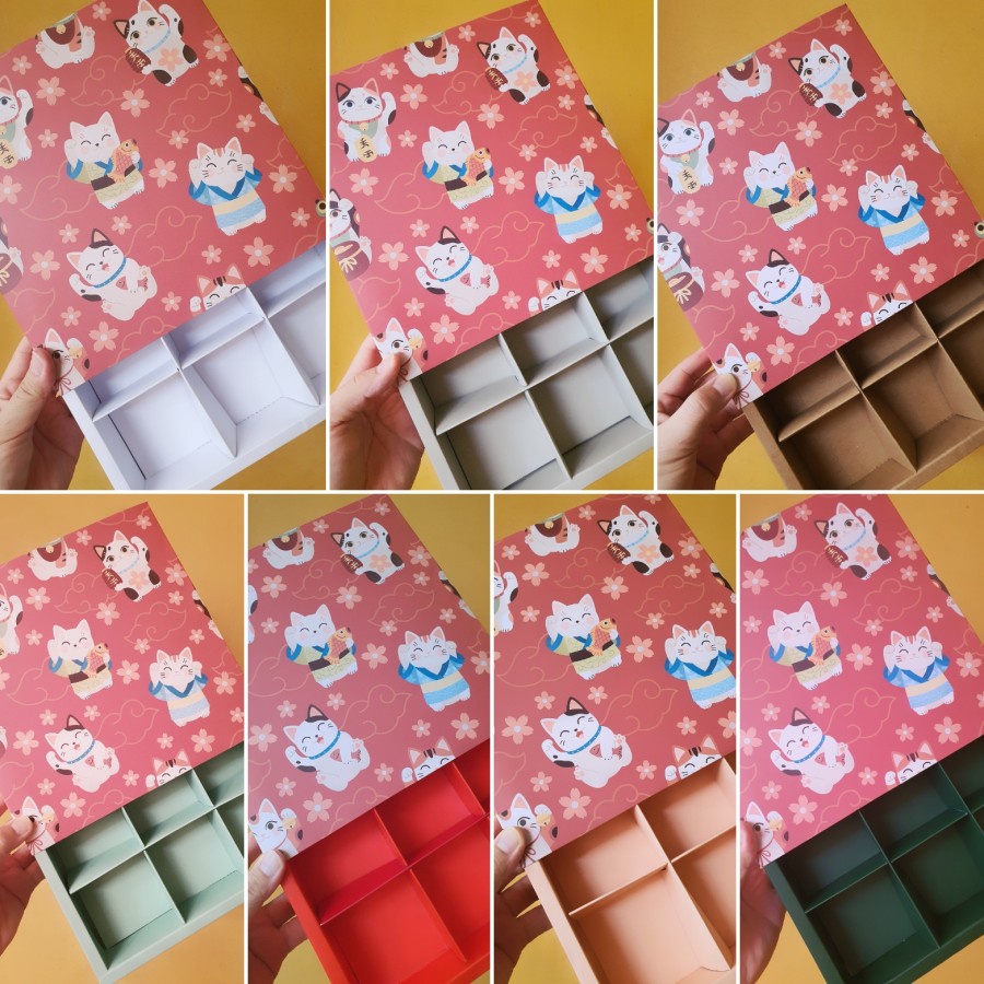 Jual (5 pcs) box kemasan brownies mini edisi eid mubarak kardus sekat 9 ...