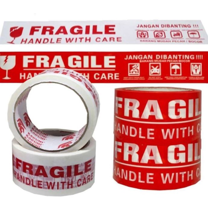Jual Lakban Packing Fragile / Isolasi Warna Merah / Lem Selotip Tape ...