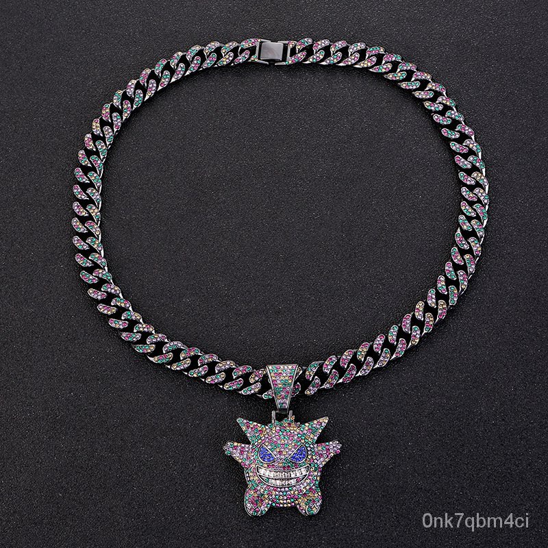 Jual Full Diamond Gengar Hip Hop Cuban Link Chain Men's European and ...