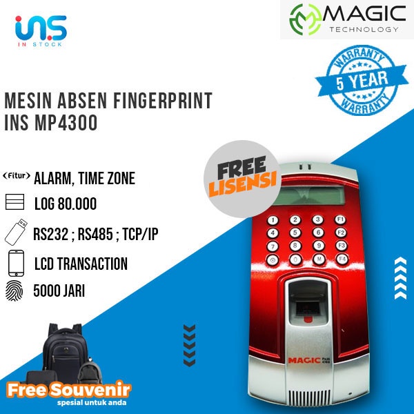 Jual Mesin Absensi Fingerprint Sidik Jari MAGIC MP4300 Bisa Akses ...