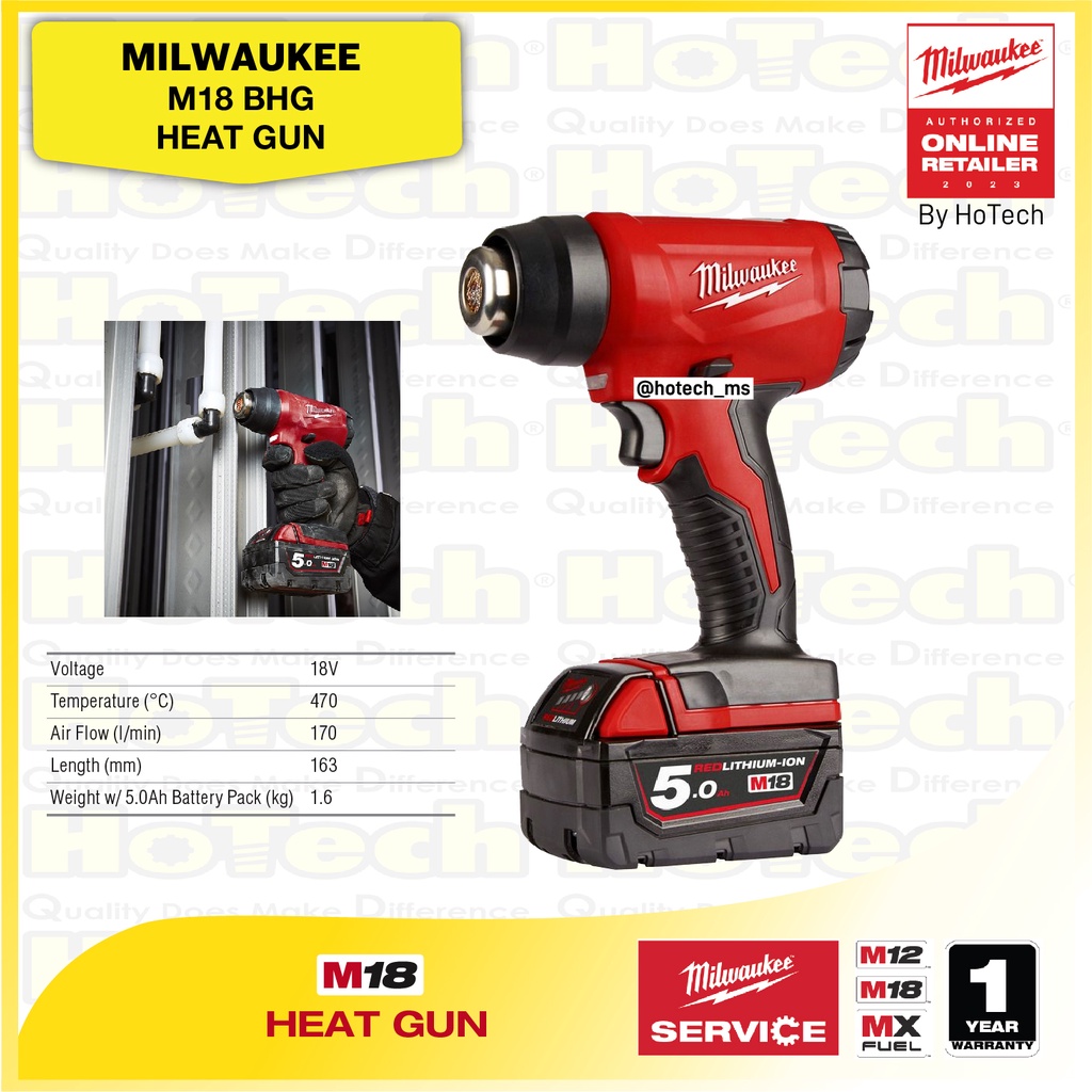 Jual MILWAUKEE M18 BHG | Heat Gun | Hot Gun 18V (Unit Only) | Shopee ...