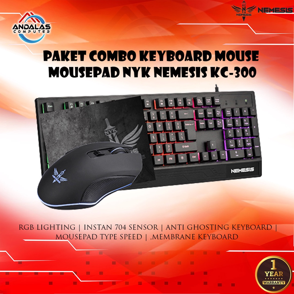 Jual Paket Keyboard Mouse Gaming game combo NYK Nemesis Drake KC-300 ...