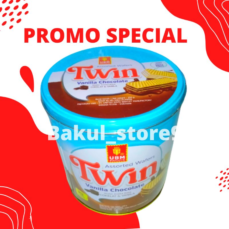 Jual UBM TWIN ASSORTED WAFERS VANILA COKLAT 270 GRAM KALENG | Shopee ...