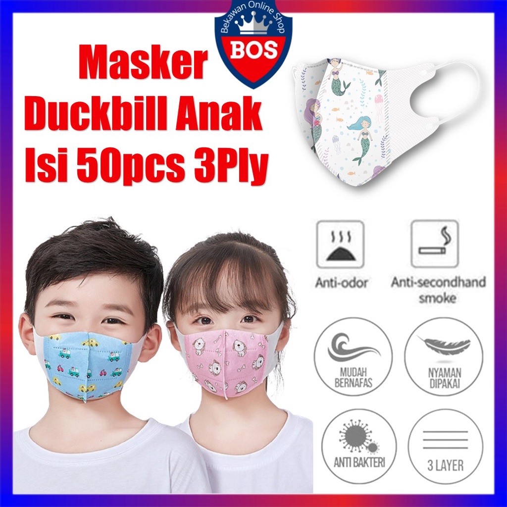 Jual Market1688 Masker Anak Duckbill 3Ply Masker Child Kids Face Mask ...
