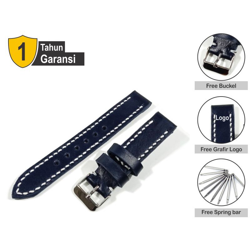 Jual Tali Jam Asli Kulit Crazy Horse Custom Grafir Logo Warna Biru ...