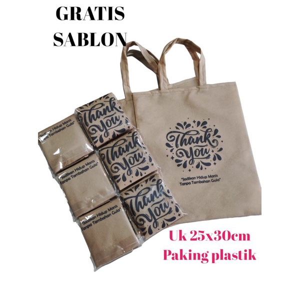 Jual TAS SOUVENIR +packing satu satu//25x30 BISA REQUES WARNA SABLON ...