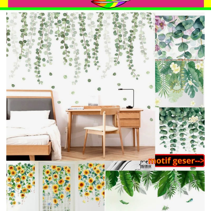 Jual WALLSTICKER WALLSTIKER WALL STIKER SETIKER STICKER DINDING MOTIF DAUN RUMPUT HIJAU ...