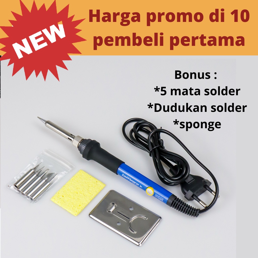 Jual Solder Iron Adjustable Fast Heating Temperature 60W with 5 Tips - CS31 - Black | Shopee ...