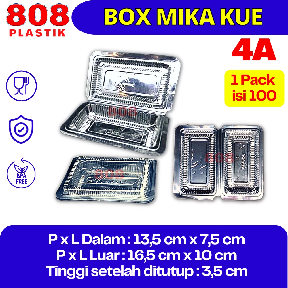 Jual Mika 4A Kue Plastik Box Bening Kemasan Kue Makanan VX-4 Kotak Kue ...