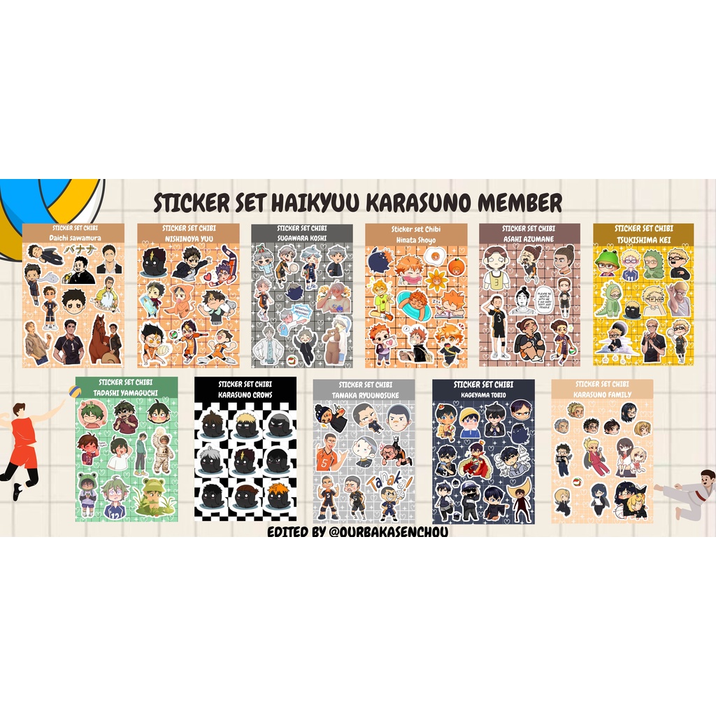 Jual STICKER SET CHIBI A6 HAIKYUU EDISI KARASUNO KAGEYAMA HINATA SHOYO ...
