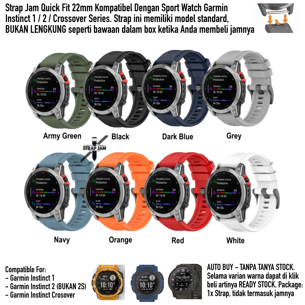 Jual MF7 22mm Strap Garmin Instinct 1 2 3 E Crossover Solar Amoled 45mm ...