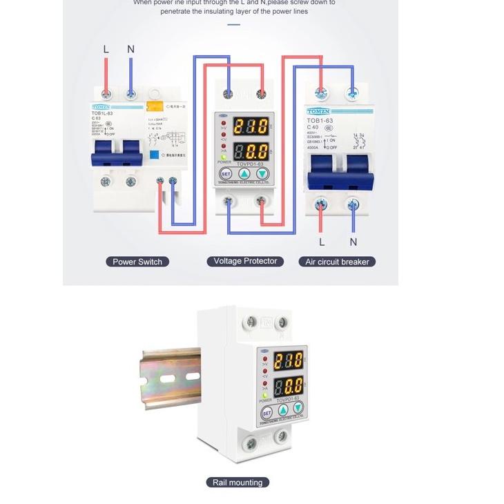 Jual MCB DIN Rail 60A 230 V Protector Relay Voltmeter Ampmeter Display ...