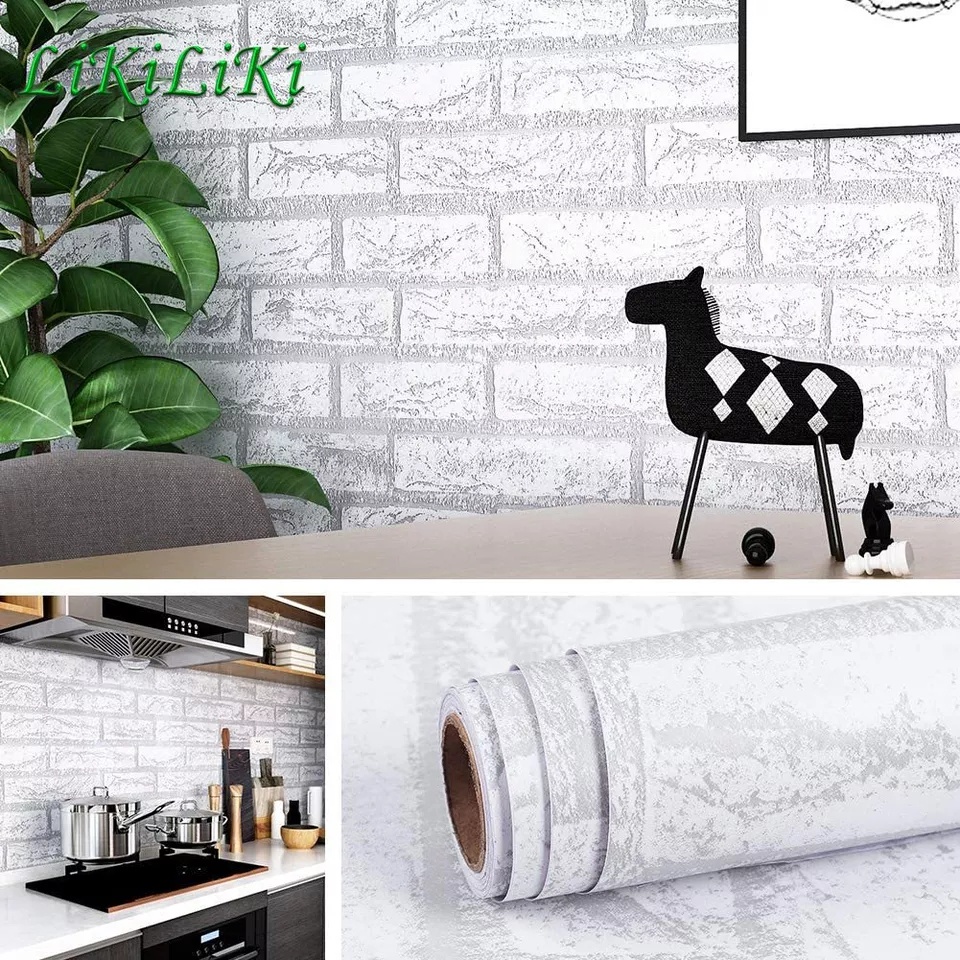 Jual WALLPAPER DINDING MOTIF BATA PUTIH BIASA 10M X 45CM | Shopee Indonesia