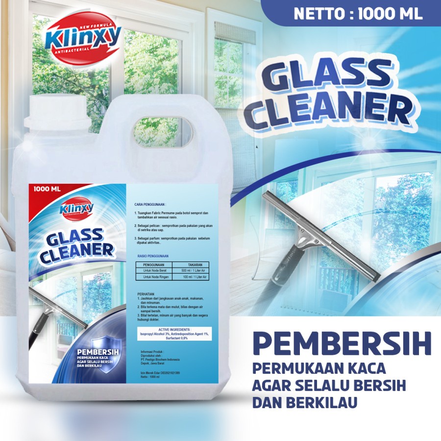 Jual Cairan Pembersih Kaca Cermin Glass Cleaner 1 Liter KLINXY | Shopee ...