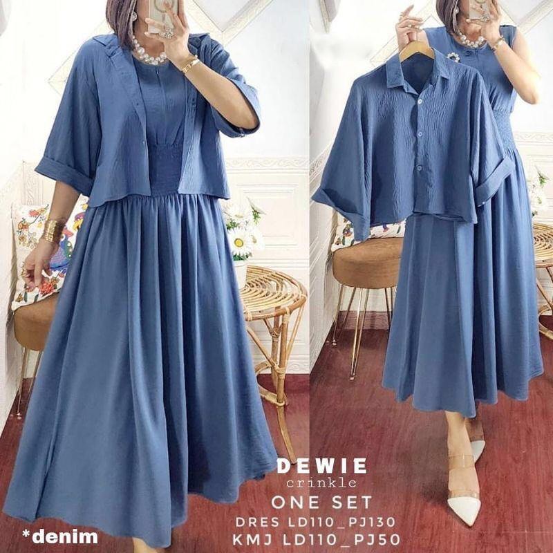 Jual Setelan midi Dewie crinkle one set My & Me setelan dress dan outer ...