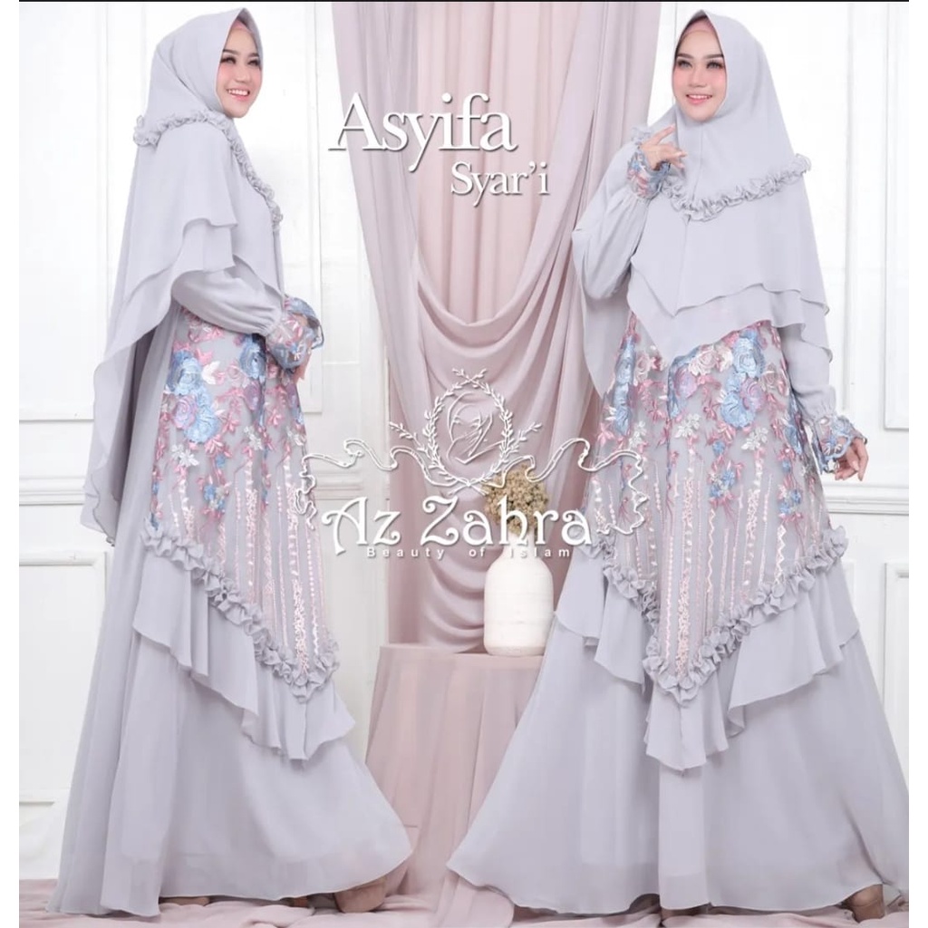 Jual ORIGINAL Gamis Pesta Syari Asyifa Syar'iby Azzahra / gamis ceruty brokat busui realpic 100% ...