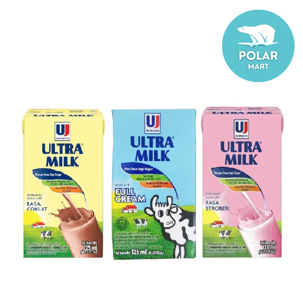 Jual Ultra Milk 125ml Rasa Cokelat, Full Cream & Strawberry | Shopee ...