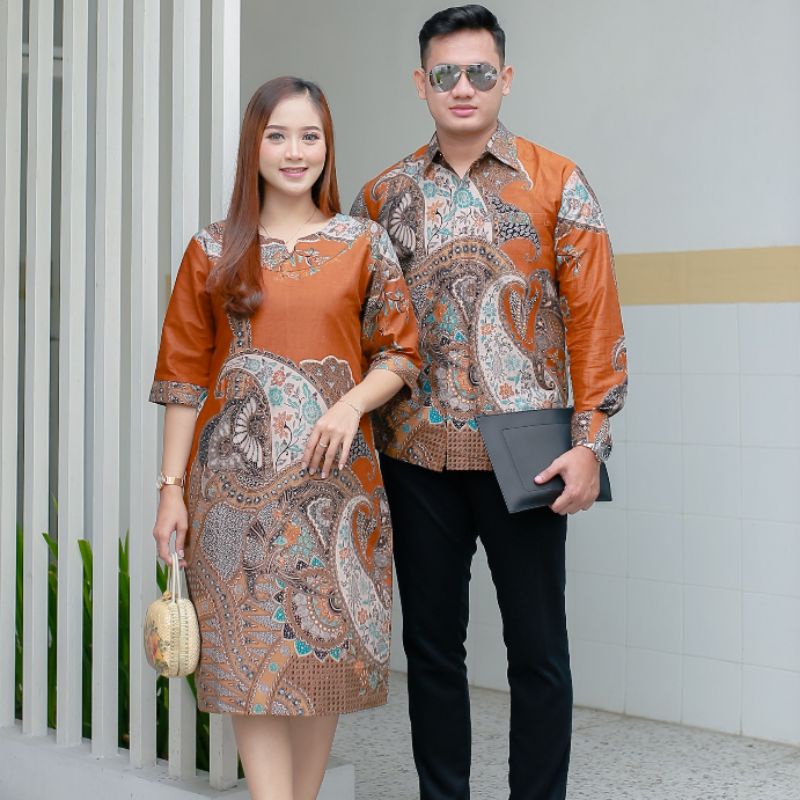 Jual DRESS BATIK COUPLE PREMIUM LAPIS TRIKOT / DRESS BATIK / KEMEJA BATIK | Shopee Indonesia