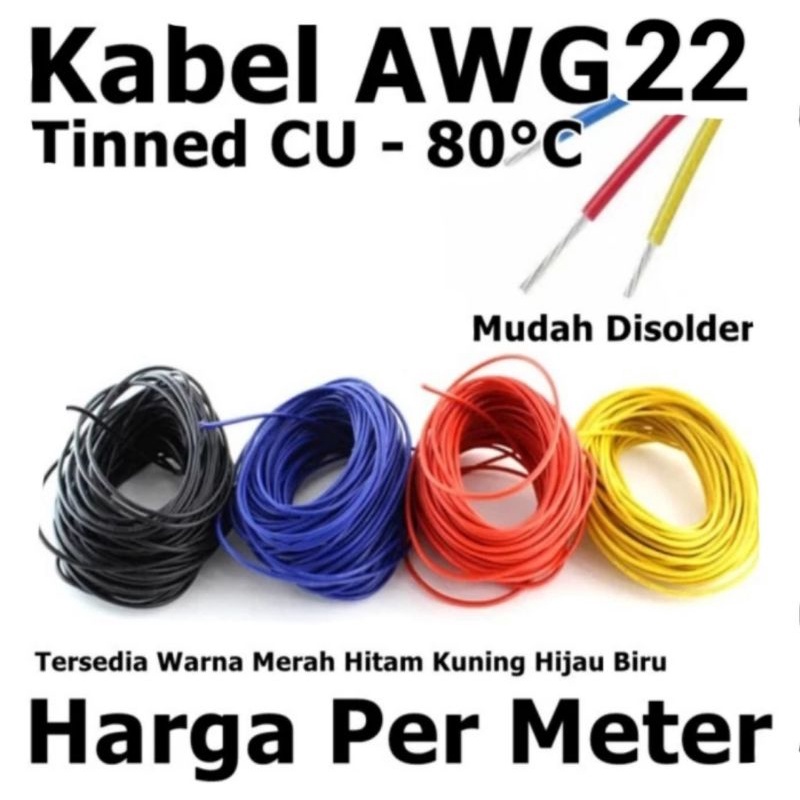 Jual kabel awg 22 awg22 high quality tunned cu per meter project ...