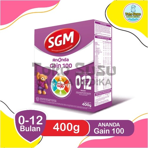 Jual SGM GAIN 100 PLAIN 400 GR 0-12 BULAN NUTRISI LENGKAP | Shopee ...