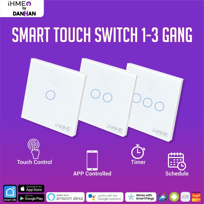 Jual SMART SWITCH 1-3 GANG IHME BY DANHAN SAKLAR TOUCH SCREEN WIRELESS ...
