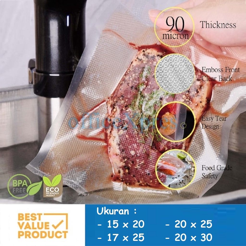 Jual Plastik Vacuum Emboss / Vacum Bag / Plastik Vakum Makanan / Vacuum ...