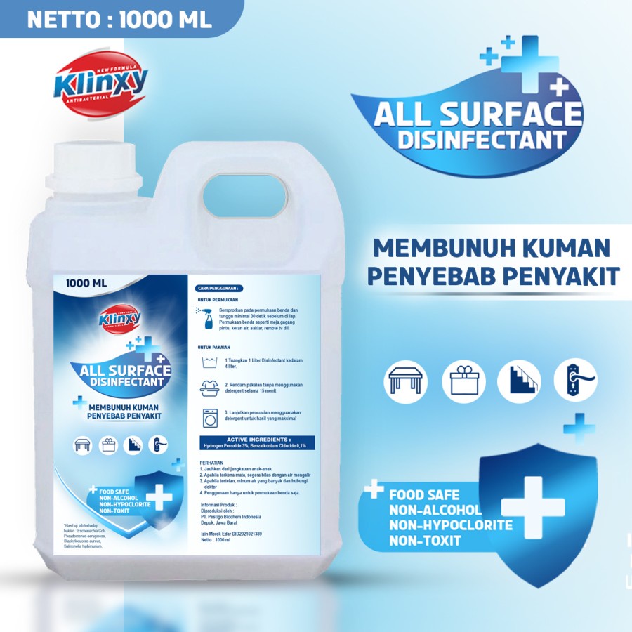 Jual Antiseptik Cairan Desinfektan Non Alkohol KLINXY Disinfectant 1 ...