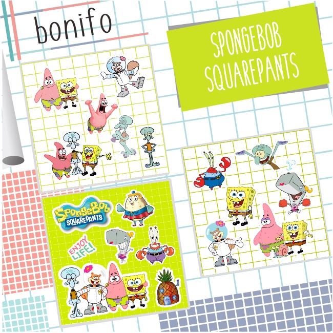 Jual Sticket Sheet Spongebob Squarepants, Patrick Star, Squidward ...