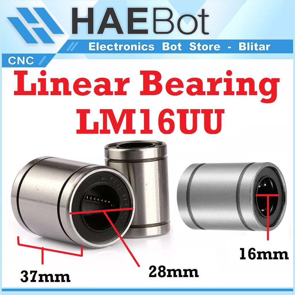 Jual [HAEBOT] LM16UU Linear Motion Bearing Bushing 16mm CNC 3D Printer ...