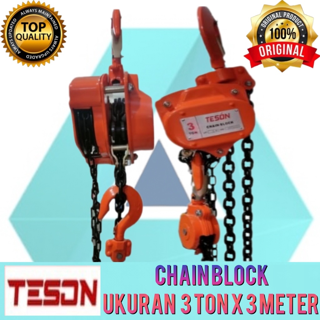 Jual Chain Block Takel Katrol LIFTING BARANG 3 Ton X 3 Meter TESON ...