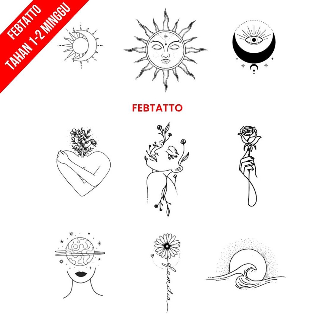 Jual Tato Basic Tahan 5-7 Hari Tato Temporer Bunga Matahari Tato kecil ...